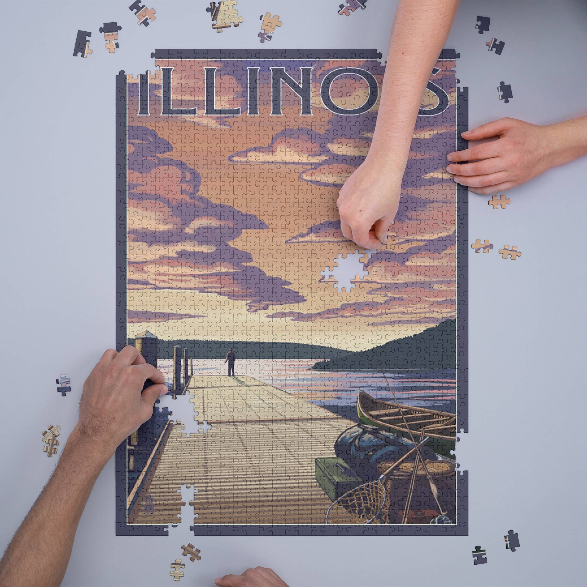 1000 Piece Illinois Puzzle - Dock and Lake Scene – Illinois State ...