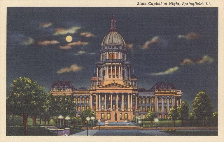 Springfield, Illinois State Capitol at Night - Magnet – Illinois State ...
